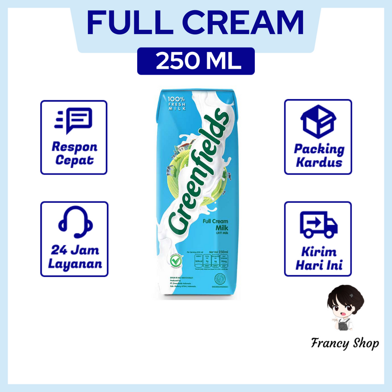 Susu Cair UHT Greenfields Milk Full Cream 250 ml | Lazada Indonesia