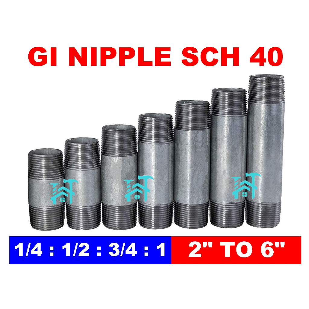 GI NIPPLE GALVANIZED NIPPLE 1/4 3/8 1/2 3/4 & 1" SCH.40 | Lazada PH