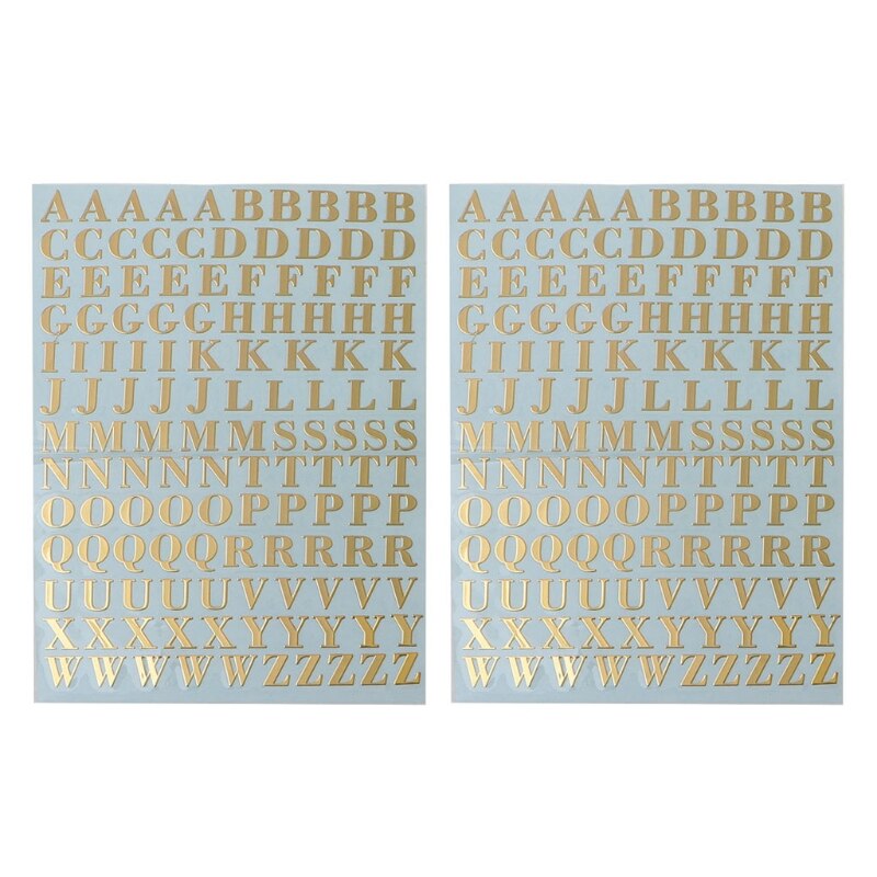 8 Sheets Metal Alphabet Stickers Uppercase Letter Lower Case Letters ...
