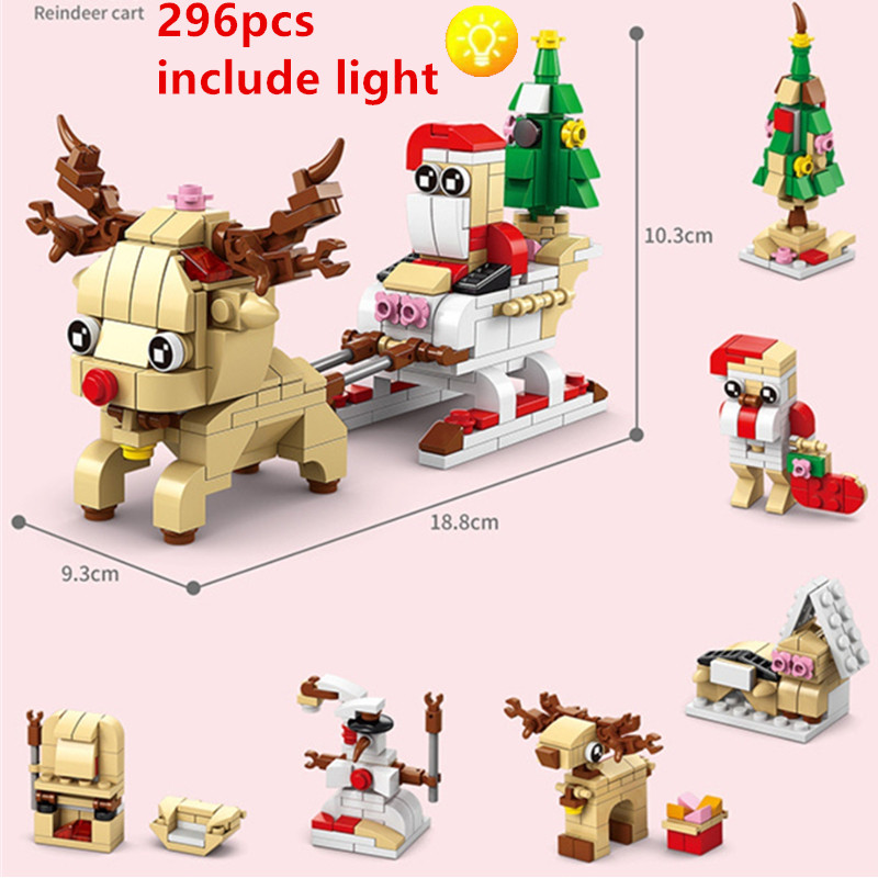 DIY 6 in 1 Christmas Elements Building Blocks Toys Elk and Santa Claus ...