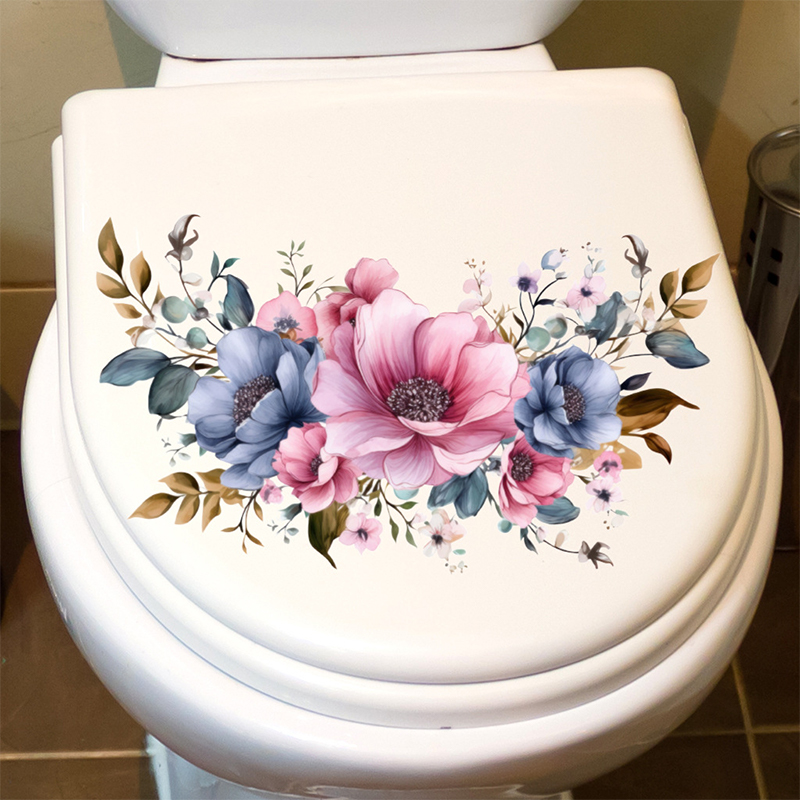 Toilet Sticker Flower Sticker Bathroom Self-adhesive Painting ...