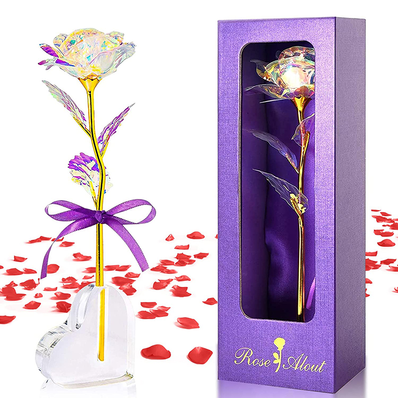 【CRTWO】ของขวัญสำหรับดอกไม้วันแม่,Galaxy Rose พร้อมกล่องของขวัญ,Rainbow ...