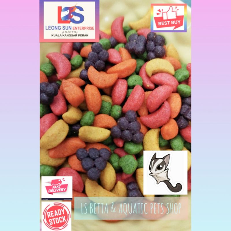 Ls sugar glider mixed fruits pellet premium food 蜜袋鼠干粮 100gram | Lazada