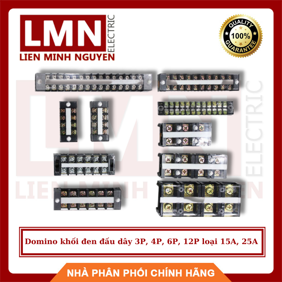 (Combo 2) Domino khối đen đấu dây 3P, 4P, 6P, 12P loại 15A, 25A - MixASale