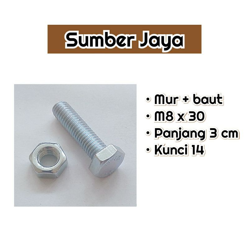 Mur Baut M8 x 30 | Lazada Indonesia