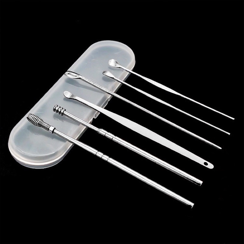 6pcs Portable Ear Cleaner Set Earpick Ear Wax Remover Ear Curette ...