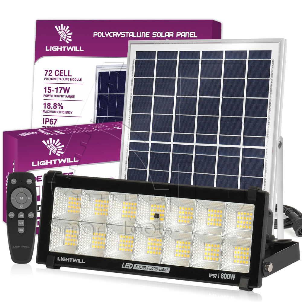 LIGHTWILL ไฟโซล่าเซลล์ ไฟสปอร์ตไลท์ 600W สีขาว (DayLight) วอร์มไวท์ ...