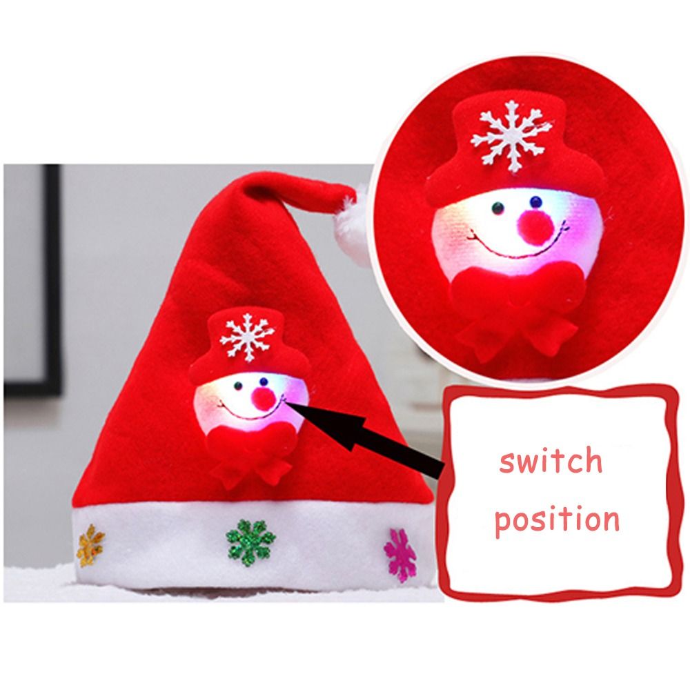 New Year Elk Santa Claus Cap Antler Navidad Christmas LED Hat Festive ...