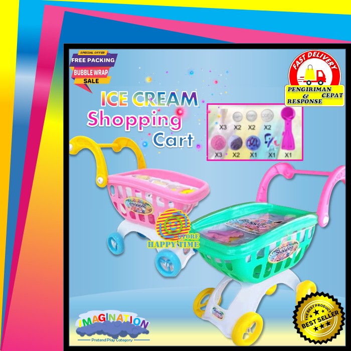 Mainan Anak Trolley Troli Shopping Cart Es Krim Kuda Poni Dorongan ...