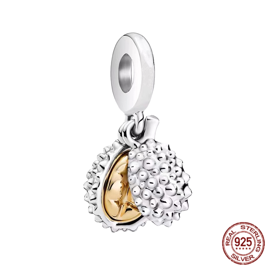 Hot 925 Sterling Silver Cherry Fruit Lemon Slice Strawberry Durian ...