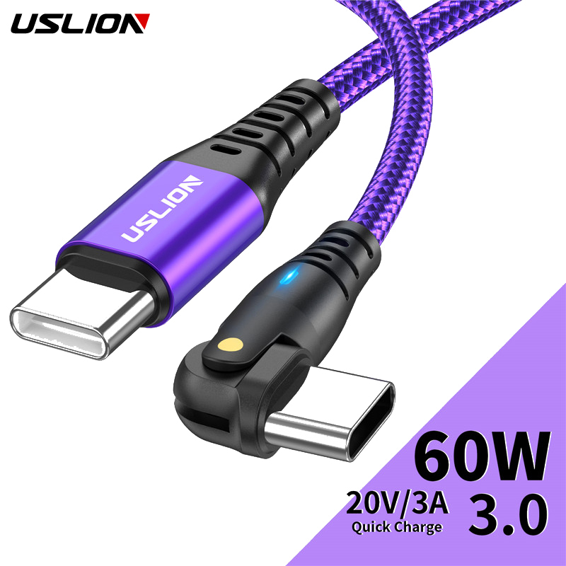 USLION 60W USB C To USB C Cable 3A PD Type C To Type C Cord Fast ...