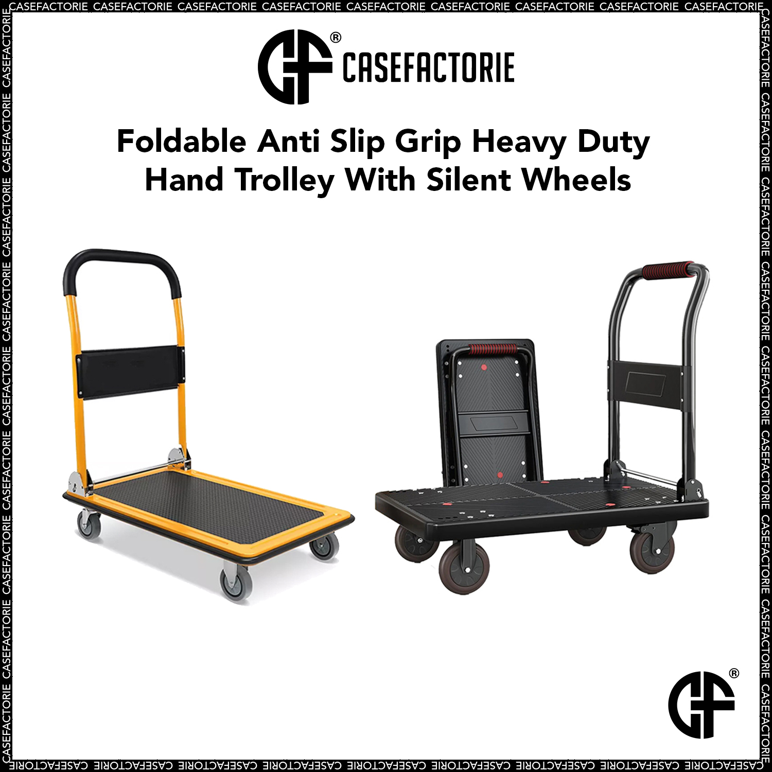 Foldable Anti Slip Grip Heavy Duty Hand Trolley With Silent Wheels ...