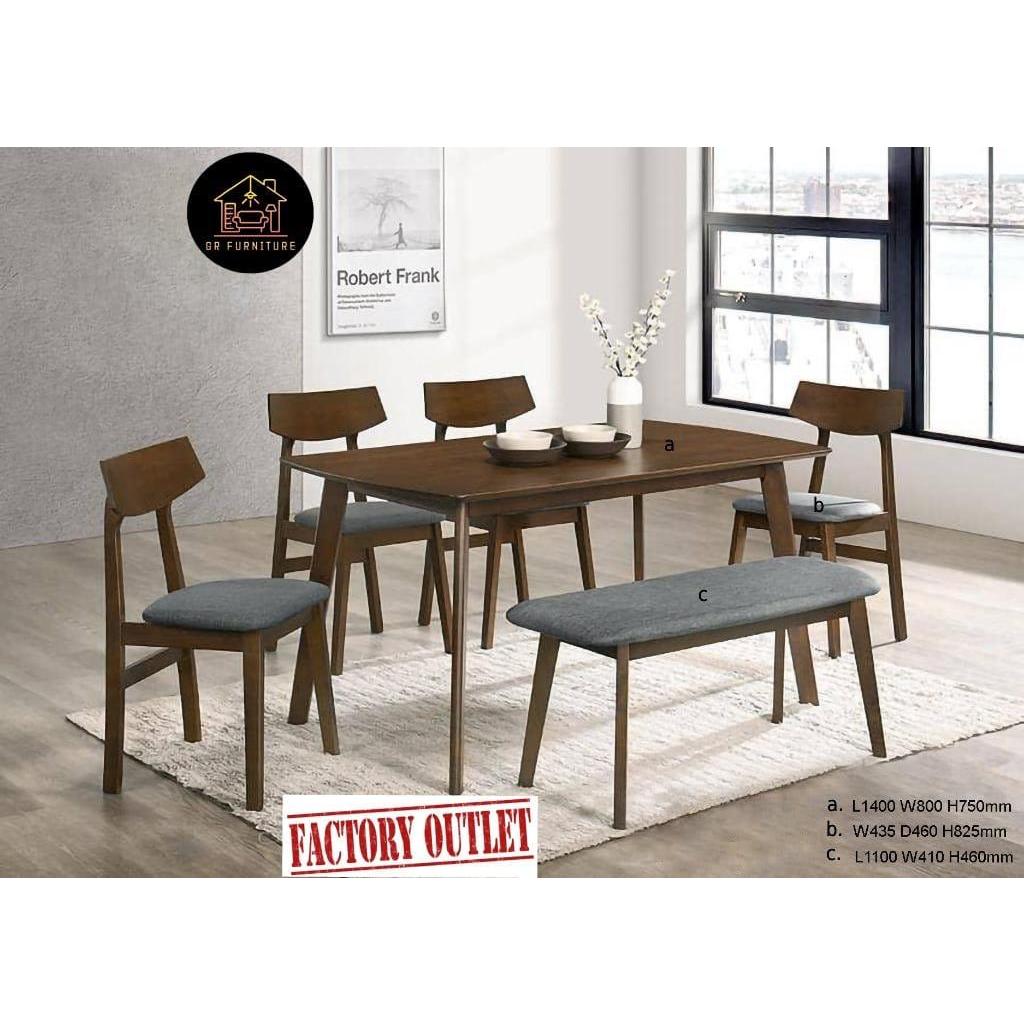 GR FURNITURE LIVERPOOL DINING SET WITH 4 CHAIRS AND 1 BENCH CHAIR ...