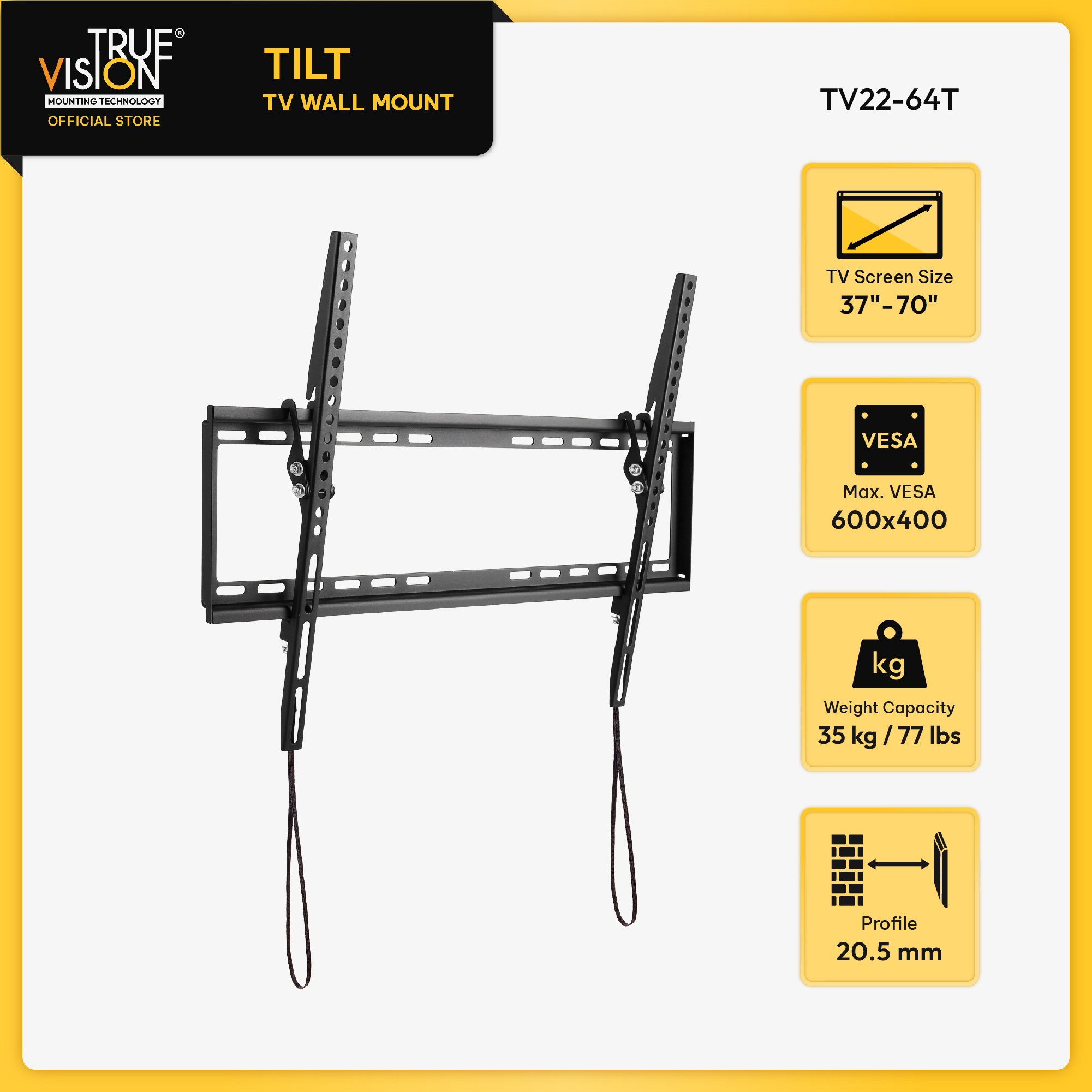 True Vision Secure & Economical Slim Tilt TV wall mount bracket w ...