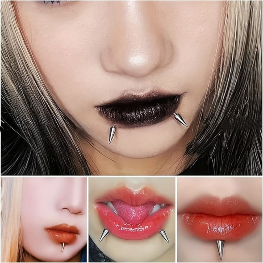 6 px Stainless Steel Lip Spike Cone silver Piercing Jewelry Combination ...