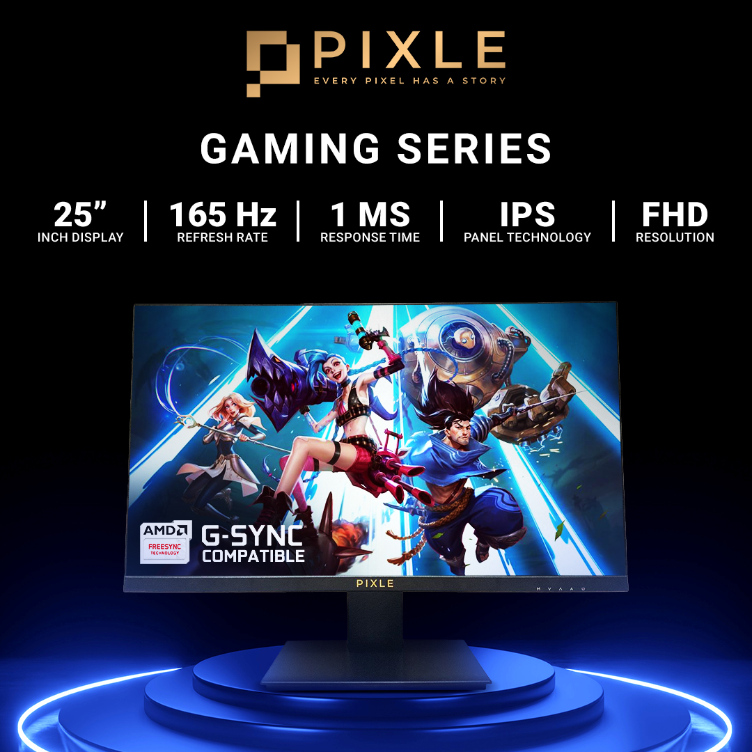 PIXLE Monitor 25 inch | Gaming Monitor FHD 165Hz 1ms Flat IPS ...