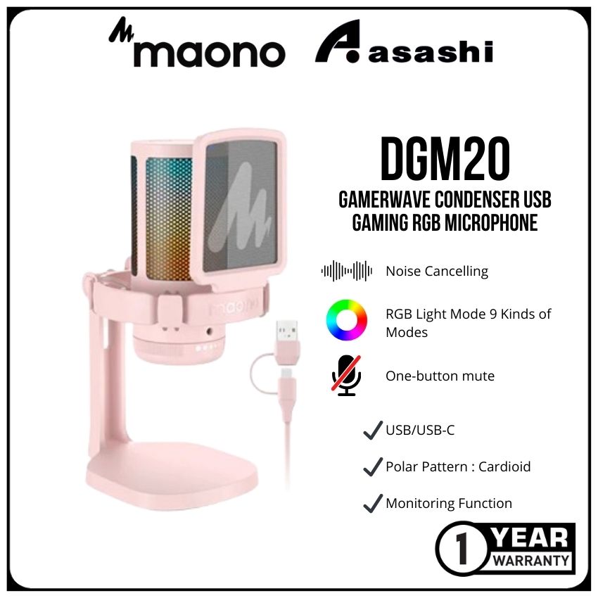 Maono DGM20 USB Microphone RGB Gaming Mic USB Condenser Mic Noise ...