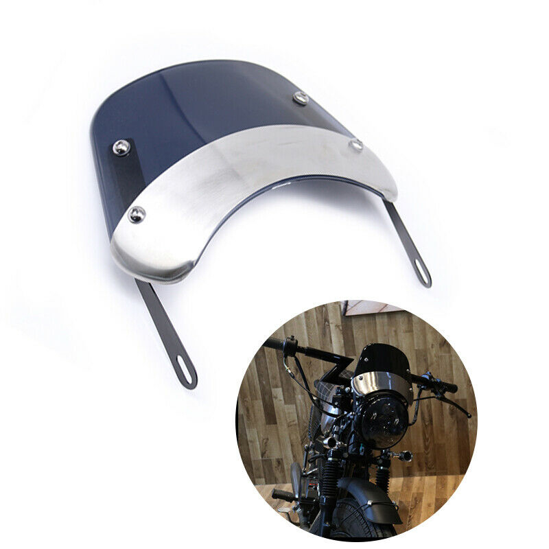 for 5-7 Inch 3MM Retro Motorcycle Round Headlights Windshield ...
