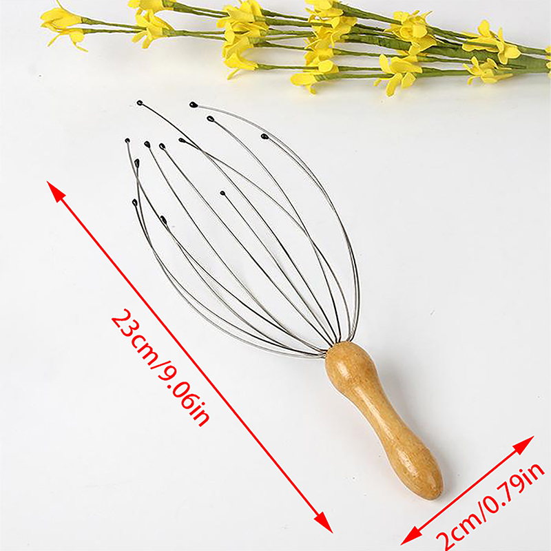 Wooden Handle Octopus Head Massager Scratch Scalp Relaxation Relief ...