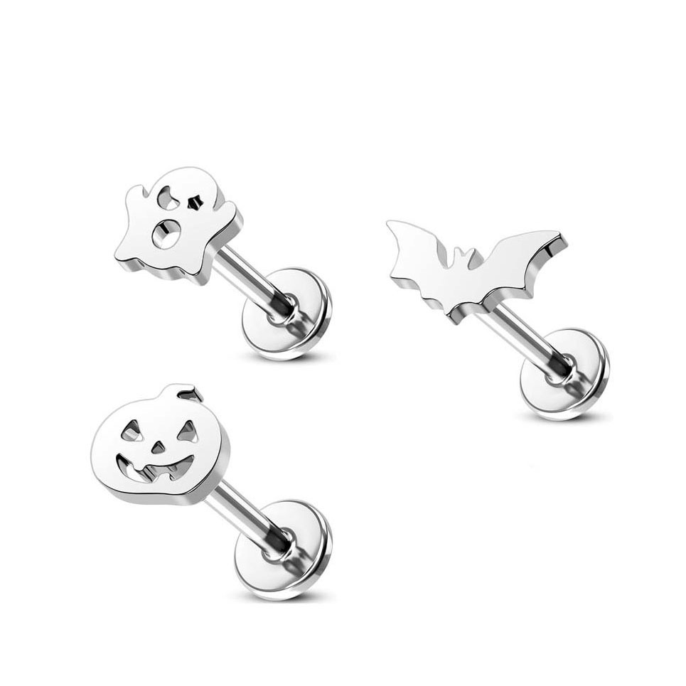 Halloween Funny Lip Stud New Stainless Steel Earrings Pumpkin Bat Ghost ...