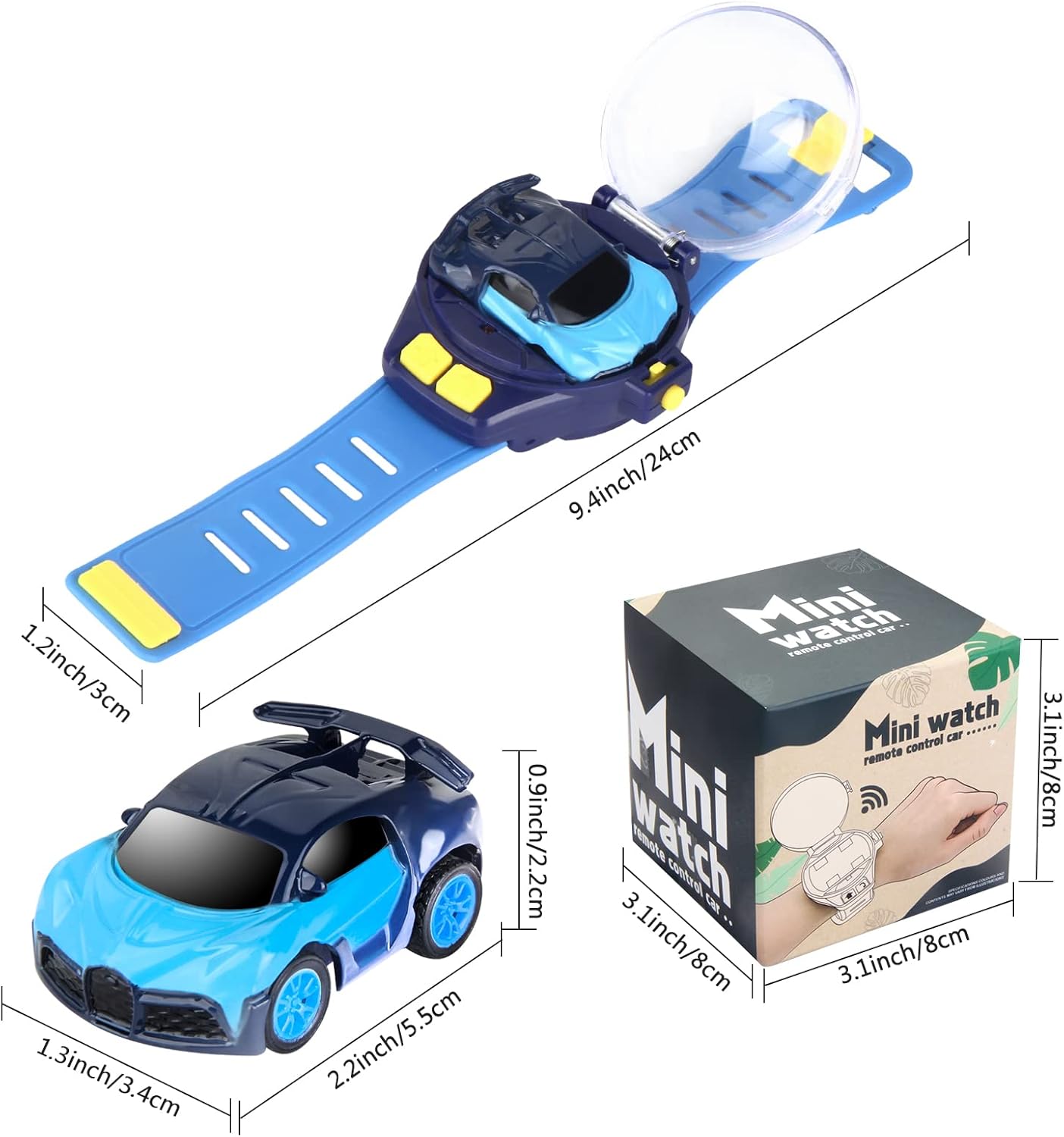 Muntaha Toys Mini RC Watch Car Toy with LED Light, 2.4 GHz Remote ...