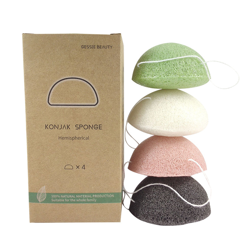 4 semi-spherical Amorphophallus konjac sponge with Amorphophallus ...