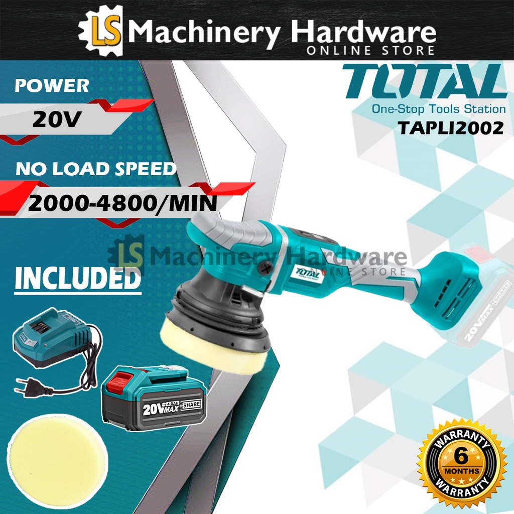 Total 20V Li-ion Cordless Angle Polisher TAPLI2002 - With Battery ...