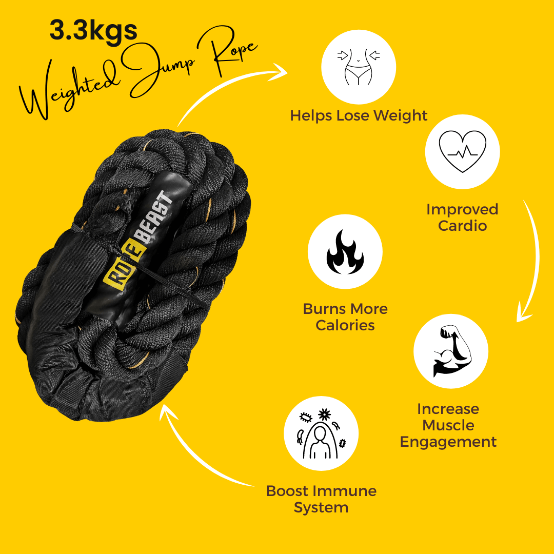 ROPEBEAST Heavy Jump Rope Weighted 3.3kgs Heavy Jumping Rope for ...