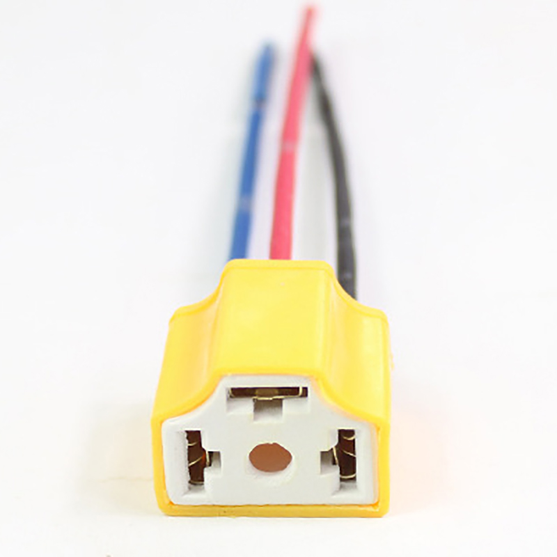 H4 Three Holes Ceramic Wire Wiring Car Bulb Lamp Harness Socket Plug ...