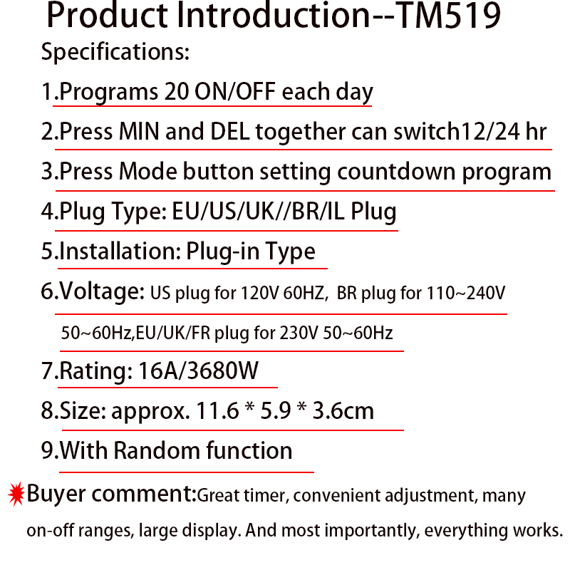Eu Uk Br Plug Outlet Electronic Digital Timer Socket With Timer 220v Ac ...