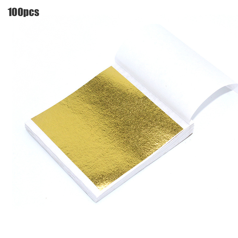 100pcs Art Design Paper Sheets Pure Shiny Gold Silver Rose gold Leaf ...