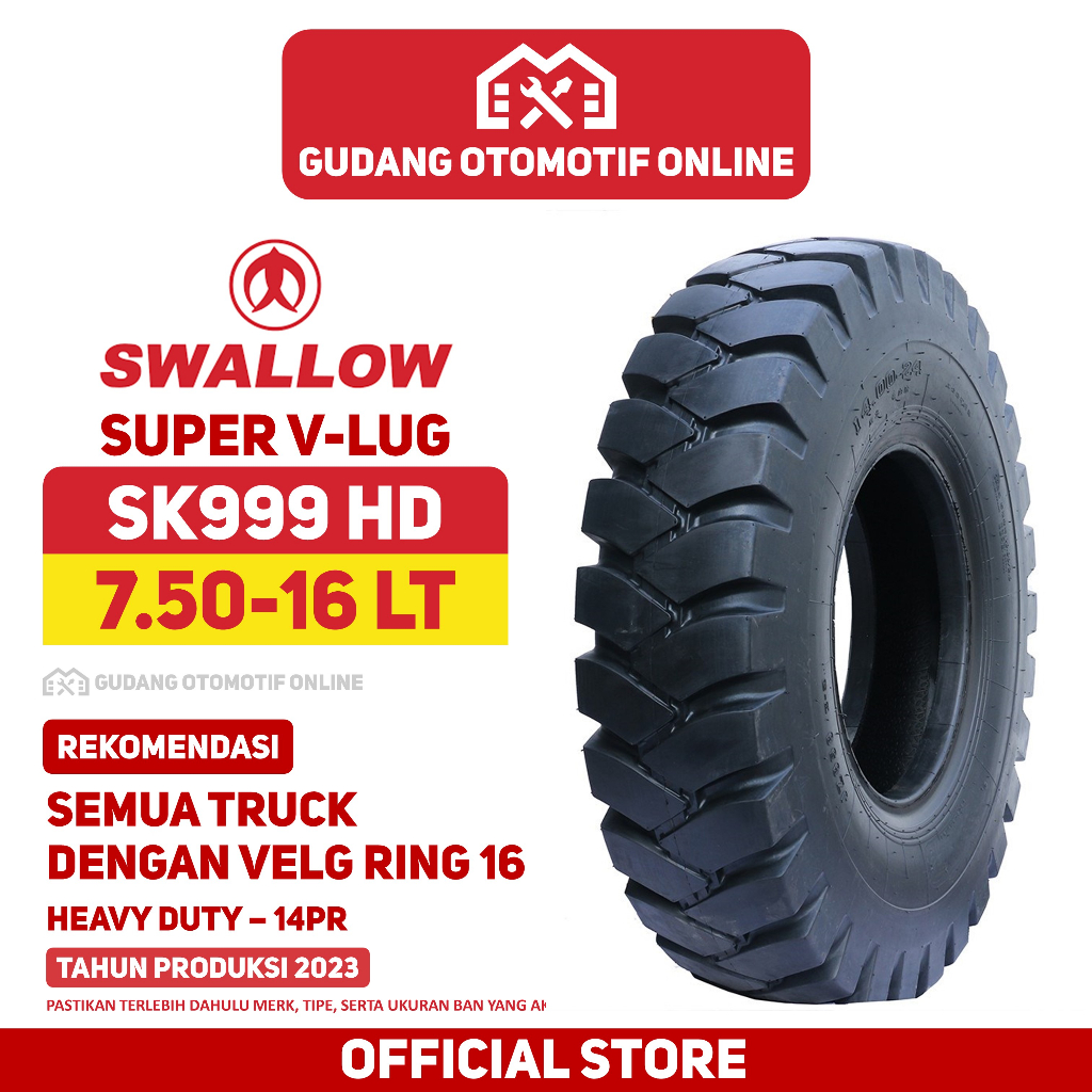 PROMO BAN TRUK SWALLOW SUPER VLUG HD HEAVY DUTY 750 16 - BAN TRUCK TRUK 7.50 16 75016 - BAN ...