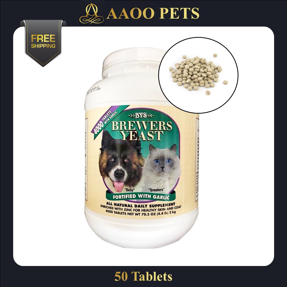 [AAOO Pets] BYS Brewers Yeast Supplement With Garlic For Cats & Dogs ...