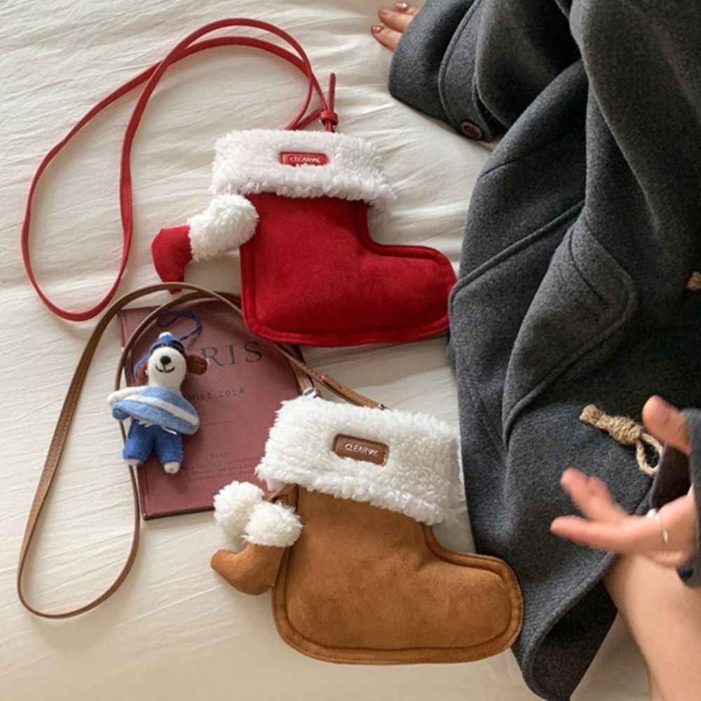 Cute Suede Crossbody Bag Cartoon Lamb Wool Lamb Fur Boot Bag Casual ...