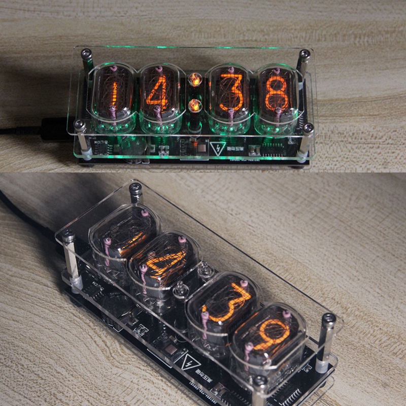 IN-12 Glow Tube Clock Bottom Plate 4-Bit Retro Nixie Tube Clock with 6 ...