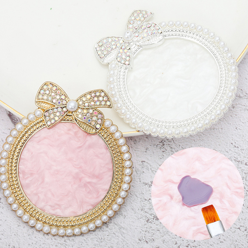 1Pc Resin Bow Pearl Nail Art Palette False Nail Tips Drawing Pallet ...