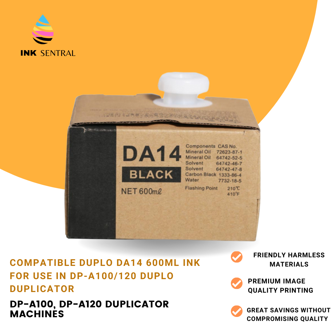 Compatible DA14 Ink, Two (2) Cartridges DA-14 compatible with Duplo DPA-120 and DPA-100 Machines ...