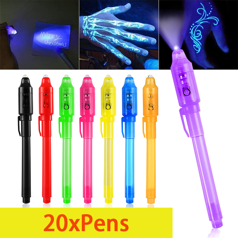 【The Quiet Page】20pcs Invisible Ink Pen With Uv Light Pens For Writing ...