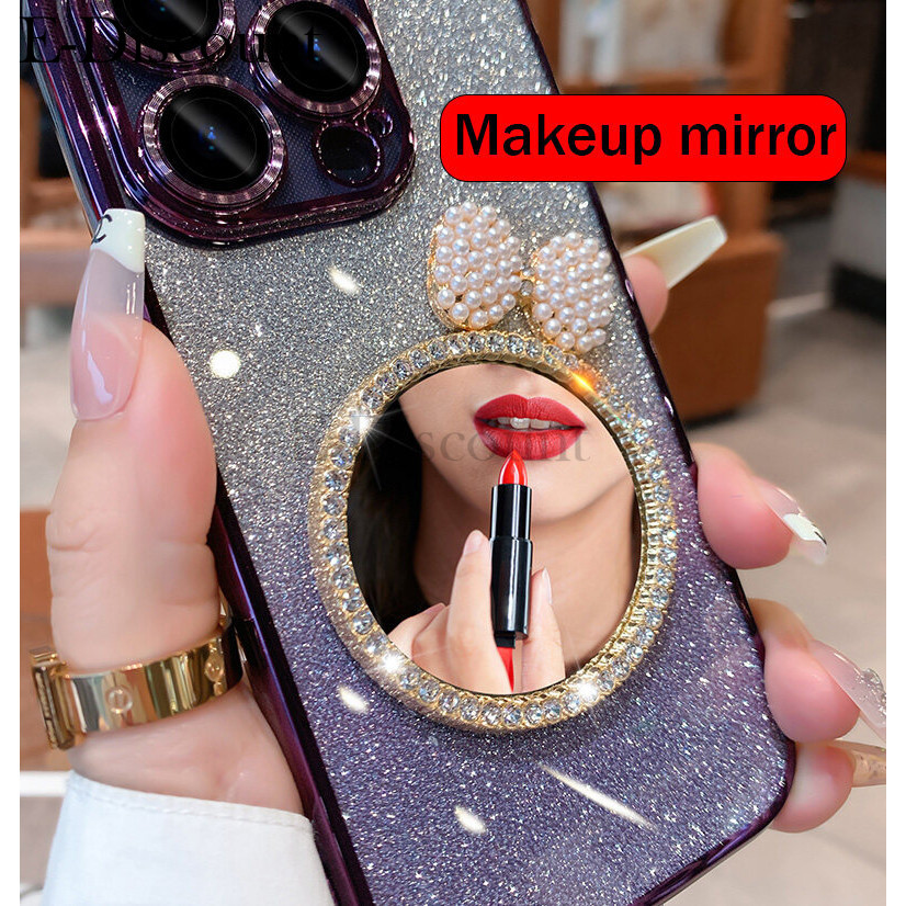 New Phone case infinix Smart 9 Back cover with Bow Makeup Mirror Luxury ...