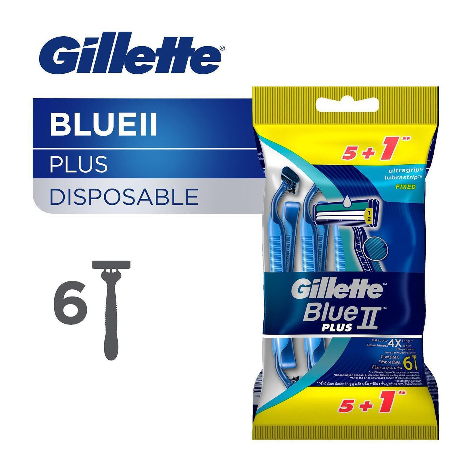 Gillette Blue II Plus Disposable Razors - Pack of 6 (Laz Mama Shop ...