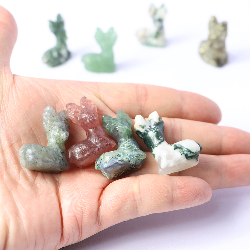 30mm Sika Deer Statue Natural Stone Decoration Miniatures Fairy Garden ...