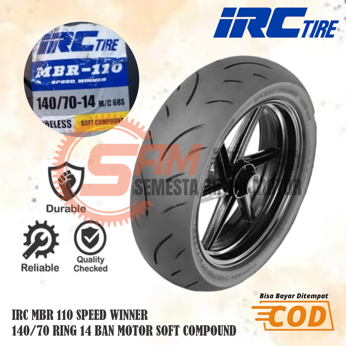 Ban Luar IRC Tire MBR 110 Speed Winner 140/70 Ring 14 Soft Compound ...