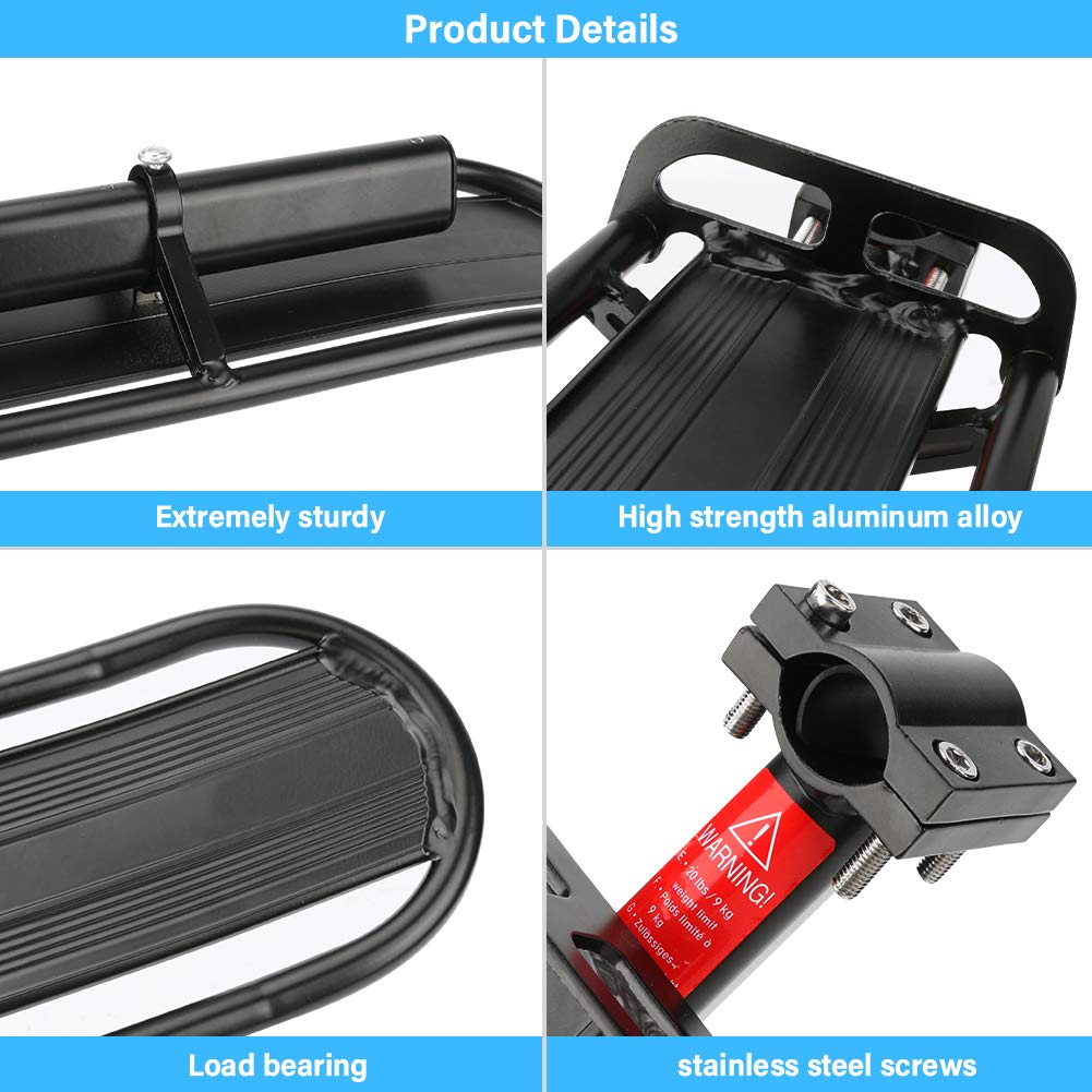 Premium Adjustable Aluminum Alloy Bicycle Rear Rack - Quick Release ...