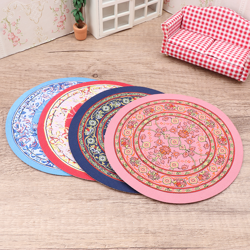 1:12 Dollhouse Miniature Round Floor Rug Cover Oval Carpet Floor Mat ...