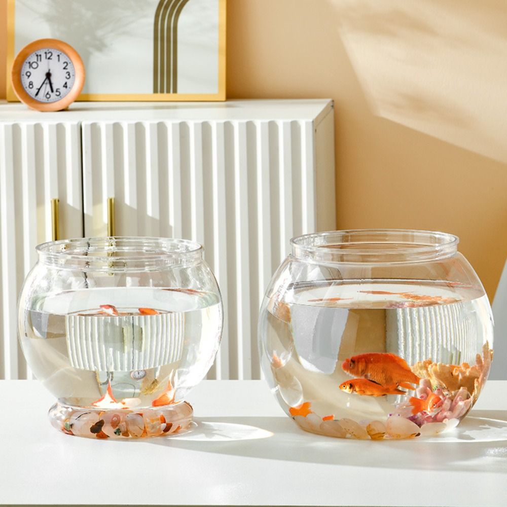 Home Decor Clear Transparent Round Fish Portable Small Fish Bowl ...