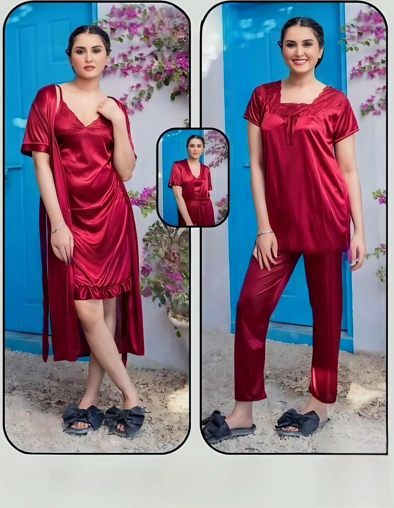 “Latest 4-Piece Silk Bridal Night Dress Set – Luxurious Imported Fabric ...