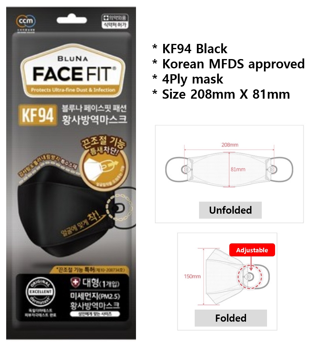 [Made in Korea] 10/30PCS BLUNA FACE FIT mask 4Ply individual packing ...