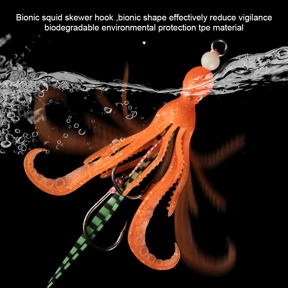 FG 1PC 10.5CM/7G TPE Eco-Friendly Sea Fishing Octopus String Hook High ...