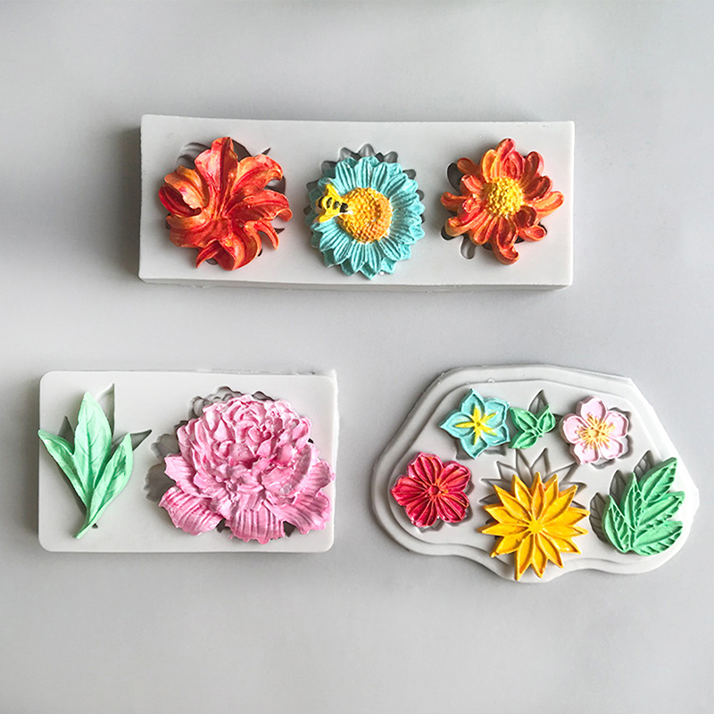 3D Flower Leaf Petal Embossed Silicone Mold DIY Fondant Pastry Frozen ...