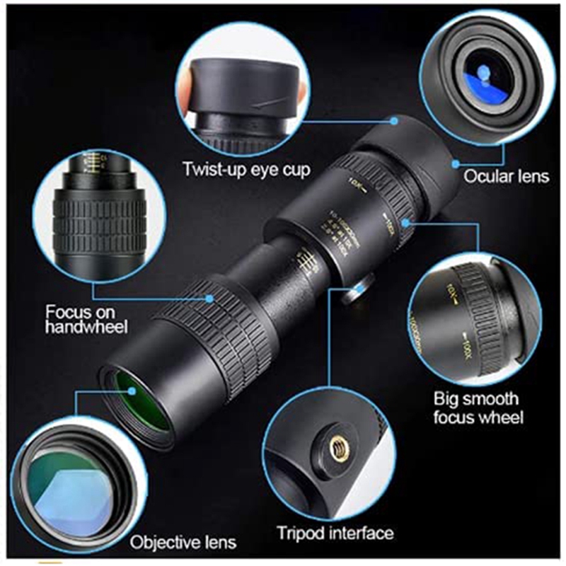 4K 10-300X40mm,Super Telephoto Zoom Monocular Telescope, Waterproof ...